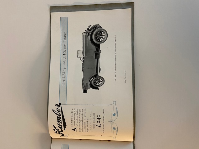 Humber cars catalogue 1928